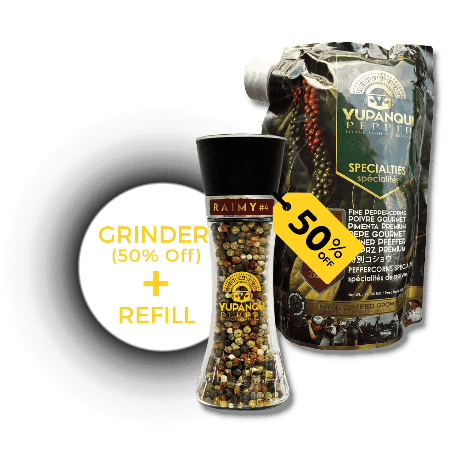 Best Rainbow Peppercorns Grinder RAIMY - Refillable 3.5oz